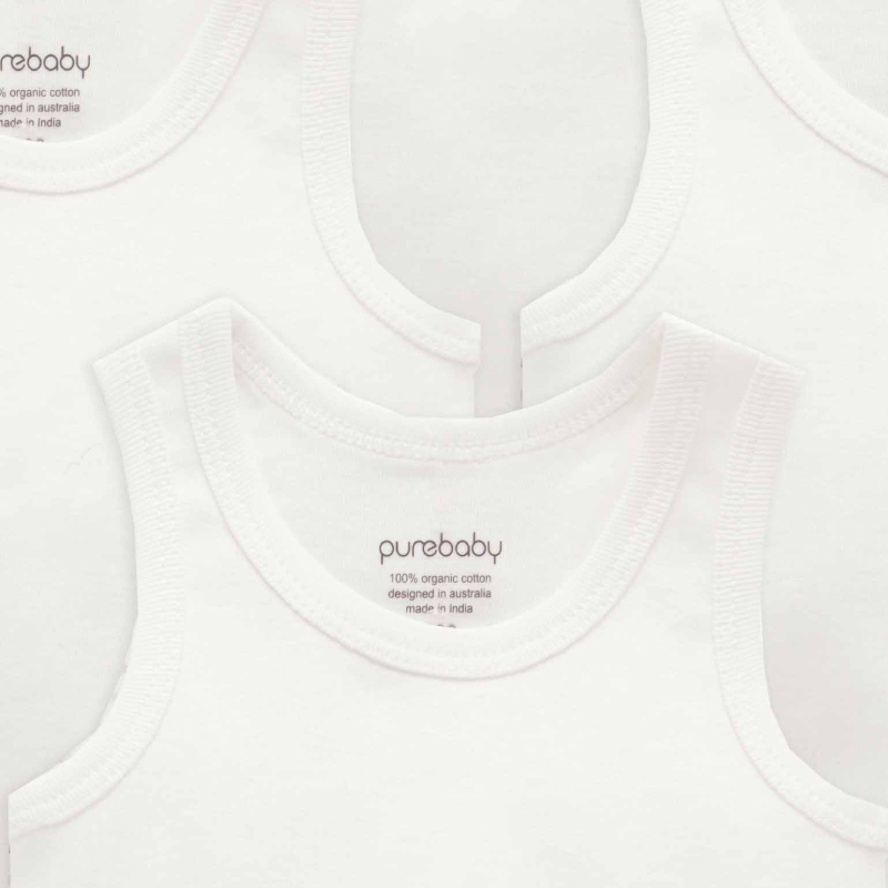 Purebaby Rib Bodysuit White - 4 Pack - Paper Planes Baby & Child