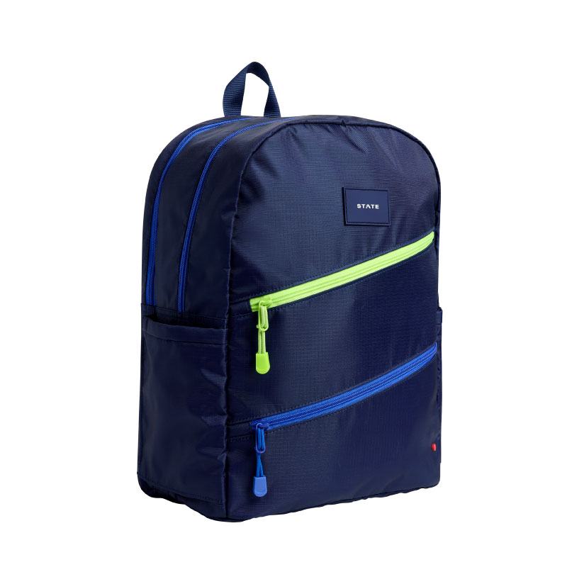 STATE Kane Double Pocket Large Backpack - Navy Diagonal Zipper - Paper ...