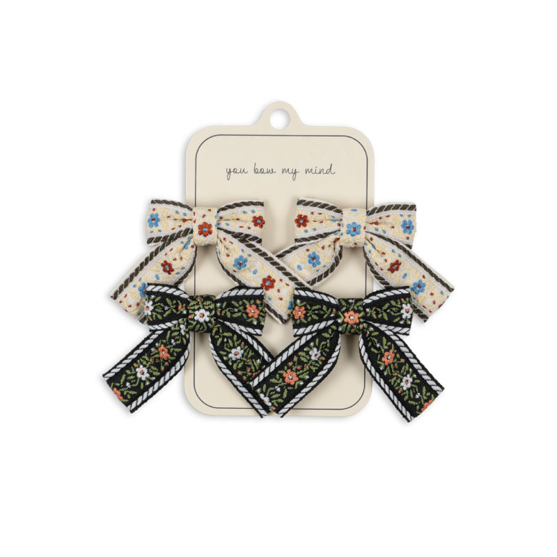 Konges Slojd 4 pack Ribbon Bow Hair Clips - Beige/Black - Paper Planes ...