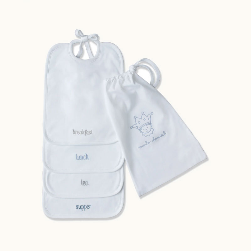 Marie-Chantal Embroidered Bib Set - Dusty Teal - Paper Planes Baby & Child