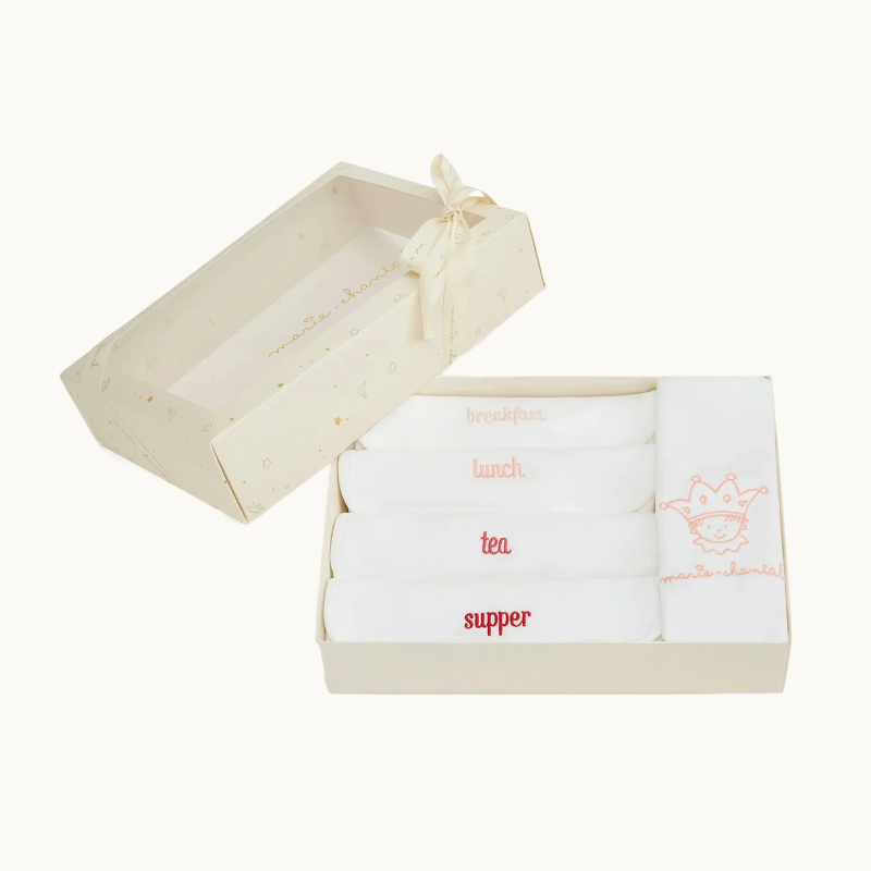 Marie-Chantal Embroidered Bib Set - Terra Cotta - Paper Planes Baby & Child