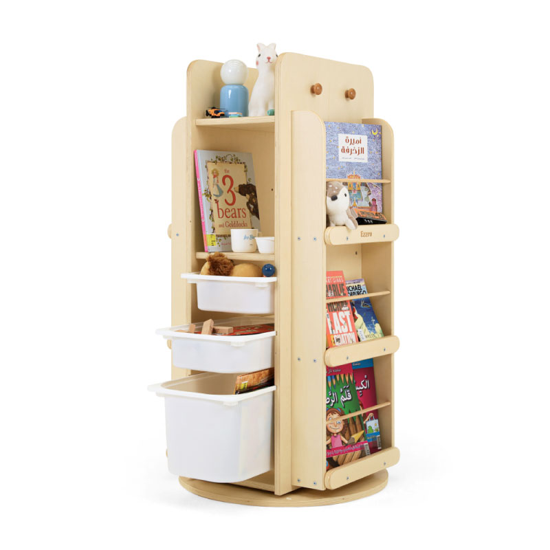 Ezzro Rotating Library Bookshelf with 3 Storage Boxes - Paper Planes ...